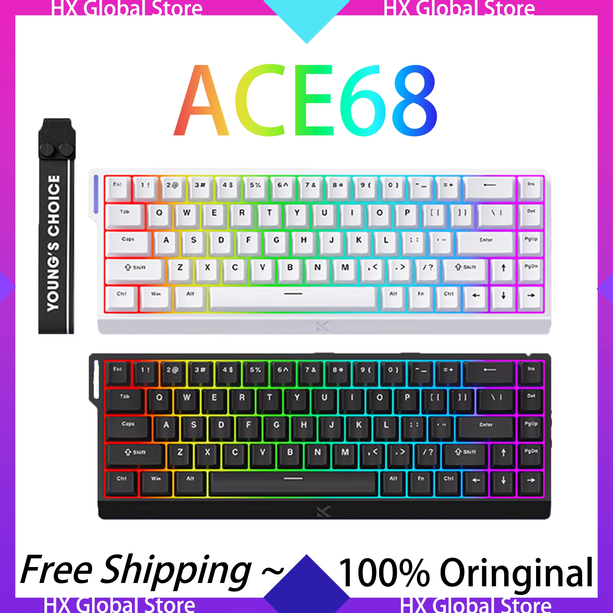 요즘 유행 MCHOSE ACE68 Pro 기계식 키보드 자기 축 게임 Esports 데스크탑 컴퓨터 맞춤형 인체 공학 유선 ...