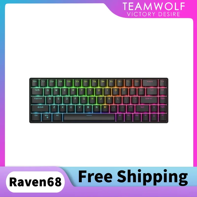 다 모아봄 Raven68 8k 유선 자기 축 게임용 키보드 68 키 전체 키 핫 스왑 RGB 백라이트 맞춤형 낮은 대기 시간 ...