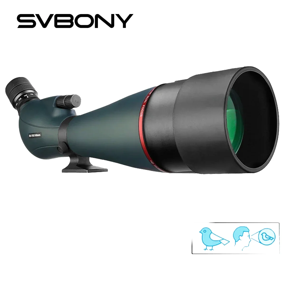 연속인기 SVBONY SV406 스포팅 스코프 25-75x100 줌 듀얼 포커스 강력한 망원경 FMC K9 방수 캠핑 장비 조류 ...